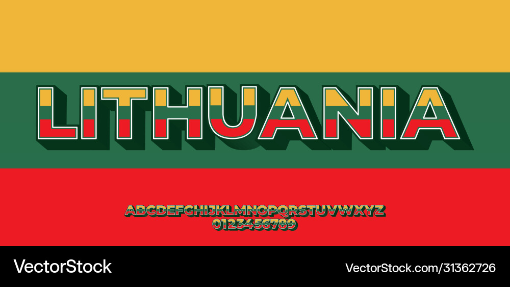 Lithuania flag color font style templates Vector Image