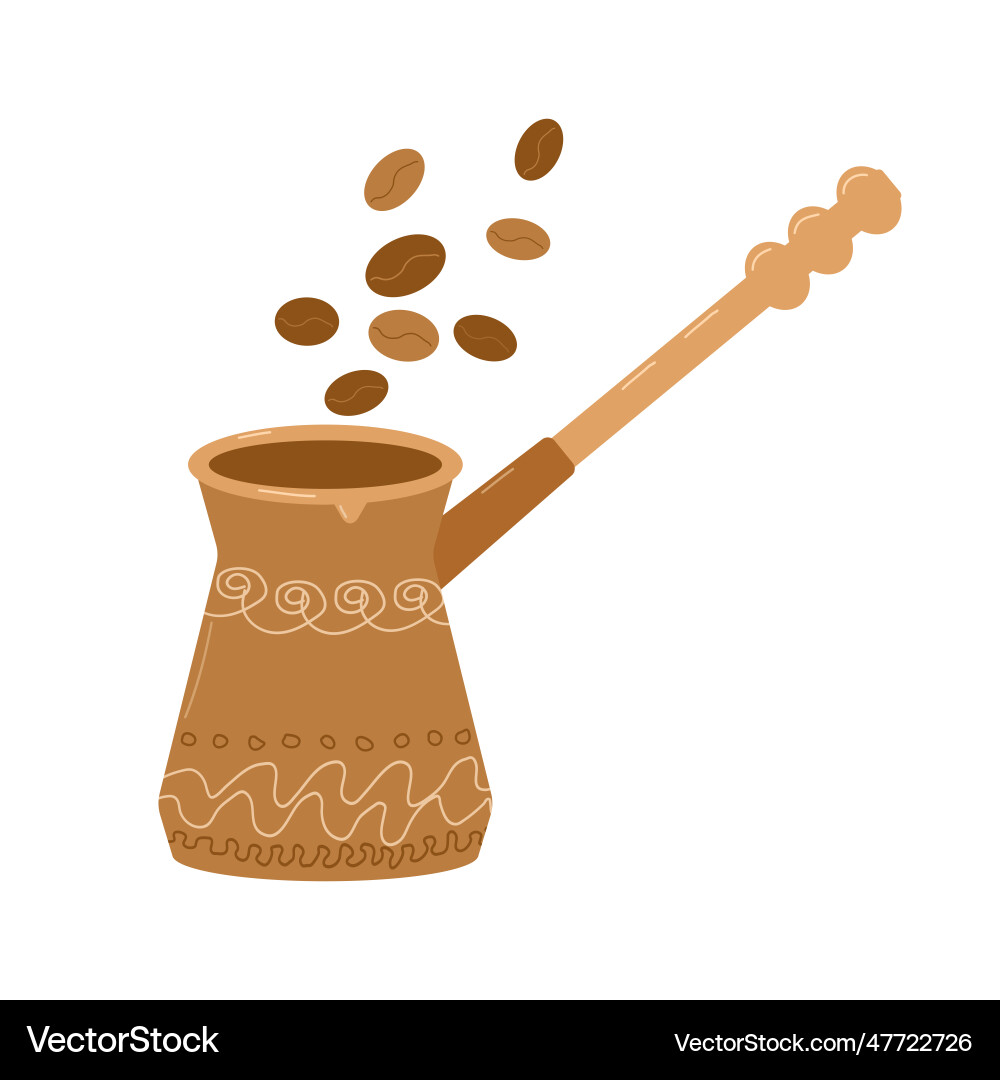 Professional coffee brewing turk with a pattern Vector Image