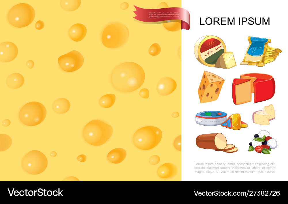 Realistic organic cheese colorful background Vector Image