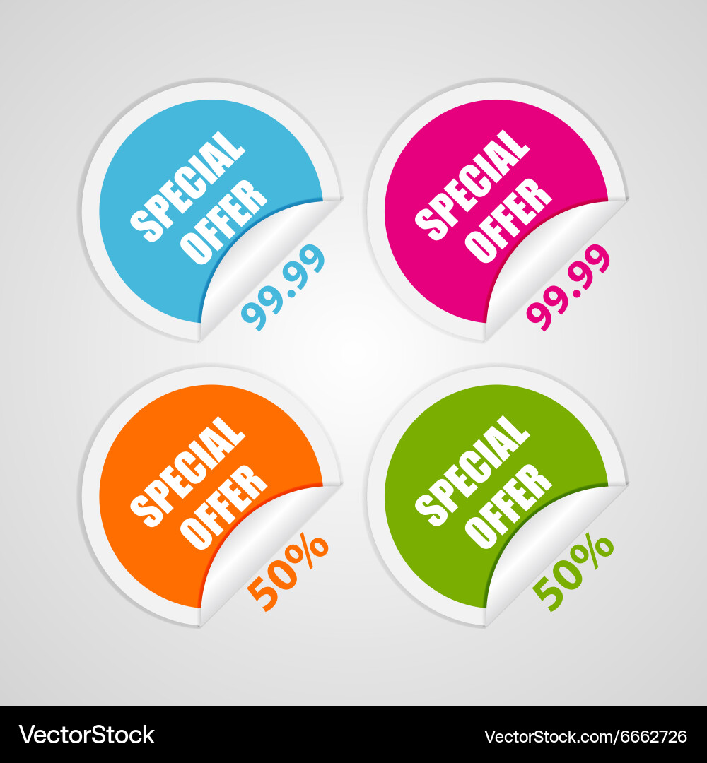 Set colorful circle special offer stickers Vector Image