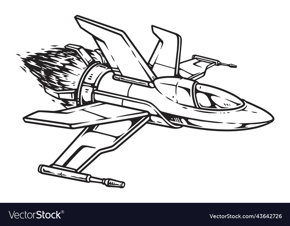 Space shuttle sketch monochrome vintage Royalty Free Vector