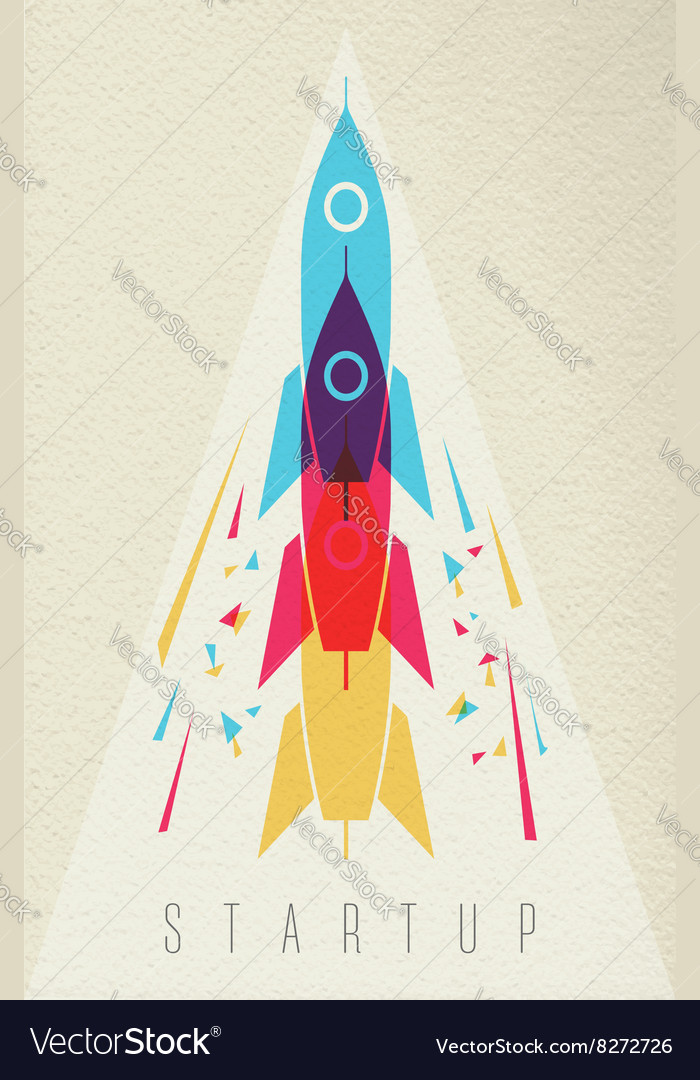 Startup business icon rocket ship color design Vector Image