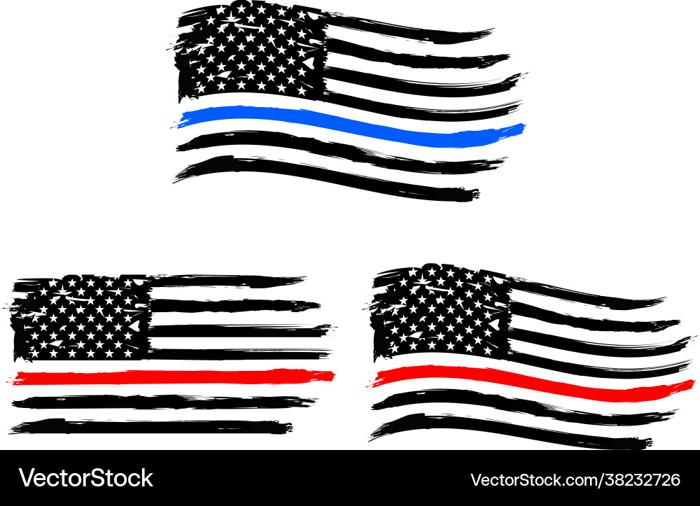 Thin blue line us flag police Royalty Free Vector Image