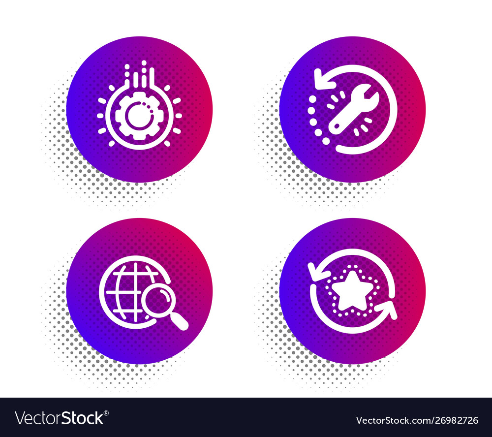 Web search gear and recovery tool icons set Vector Image