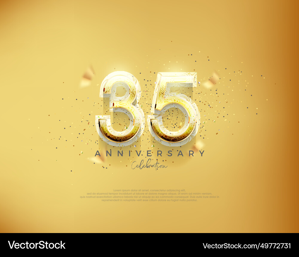 35th anniversary number luxury gold background Vector Image