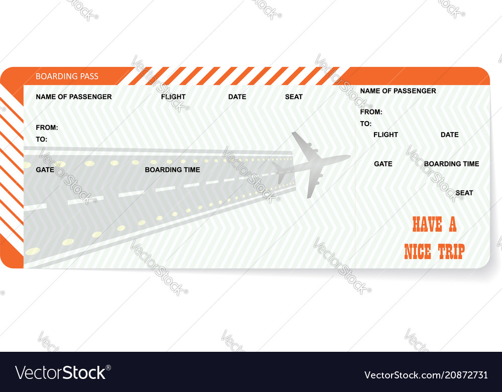 Airplane Ticket Blank Orange Boarding Pass Vector Image