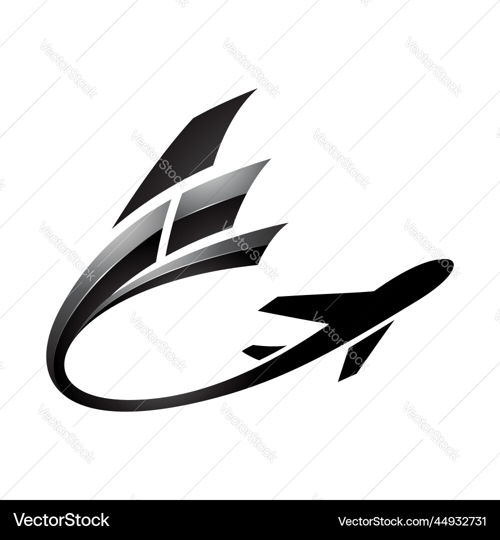 Airplane with a long glossy black tail Royalty Free Vector