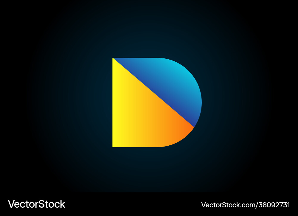 Blue yellow d alphabet letter icon logo Royalty Free Vector