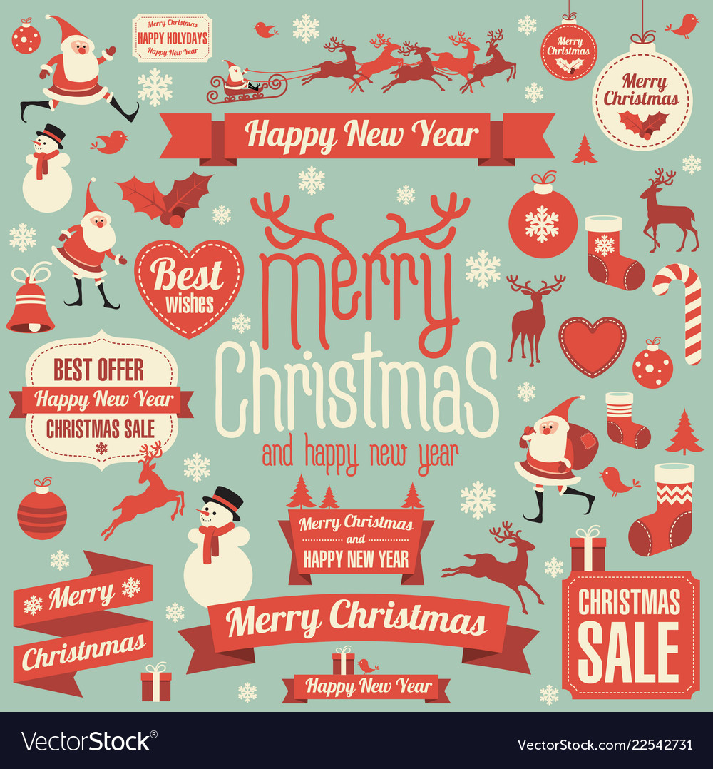 Christmas design element set Royalty Free Vector Image