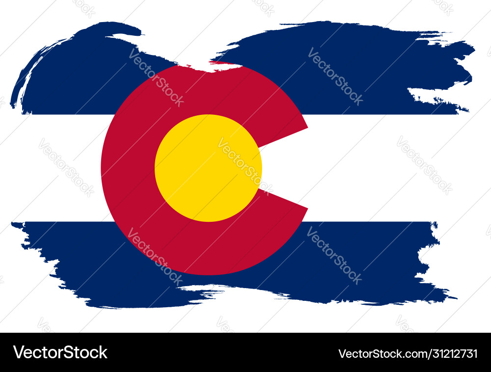 Colorado state flag with grunge border Royalty Free Vector