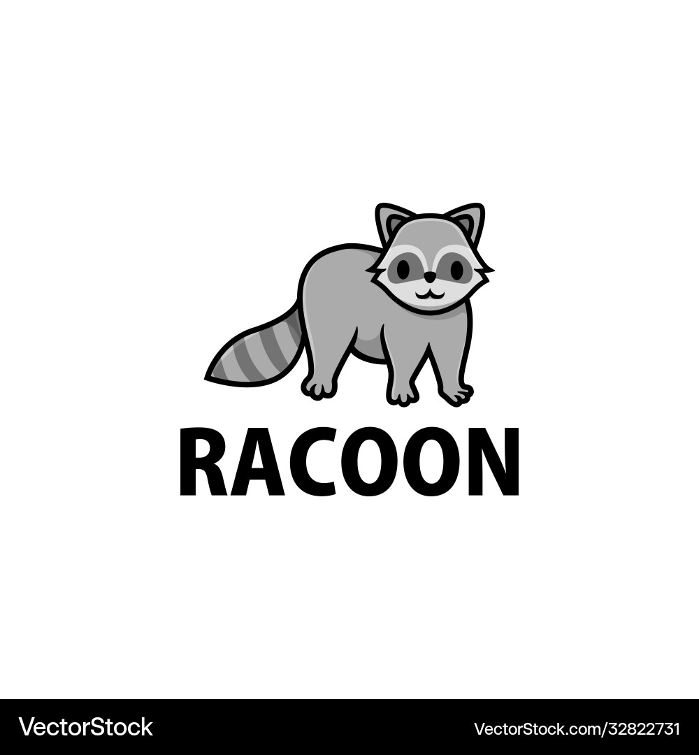 Cute racoon cartoon logo icon Royalty Free Vector Image