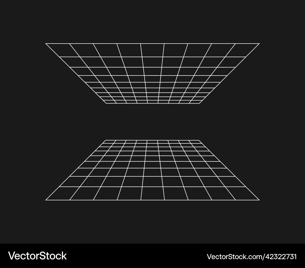 Cyber grid retro punk perspective rectangular Vector Image