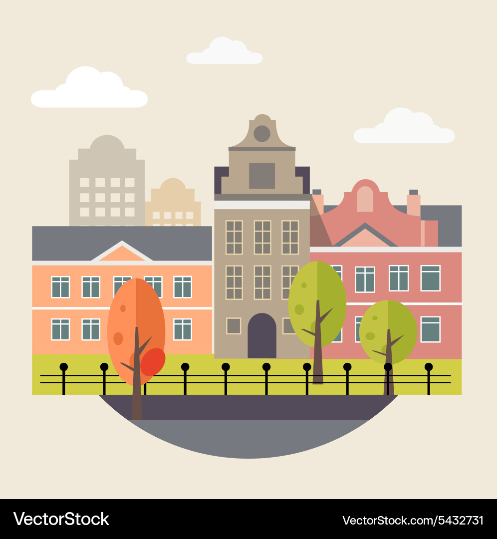 Flat design urban landscape Royalty Free Vector Image