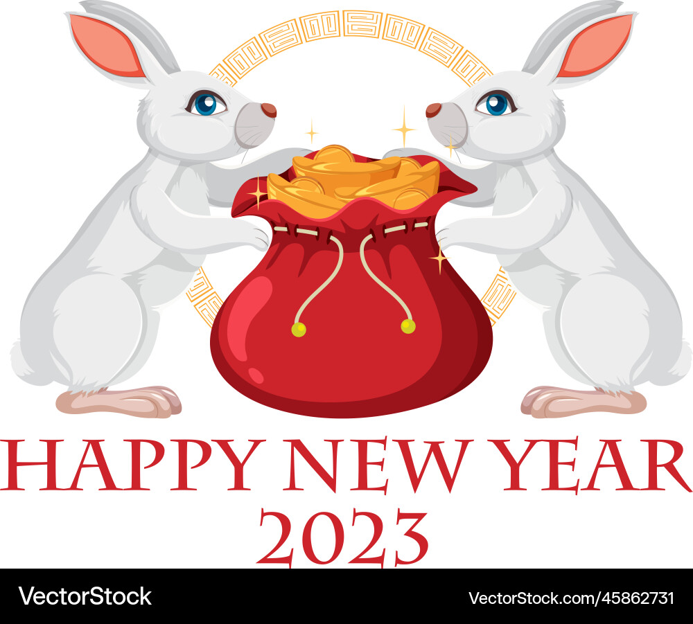 Happy new year 2023 with cute rabbit Royalty Free Vector