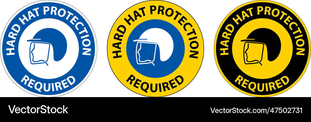 Hard hat protection required area sign on white Vector Image
