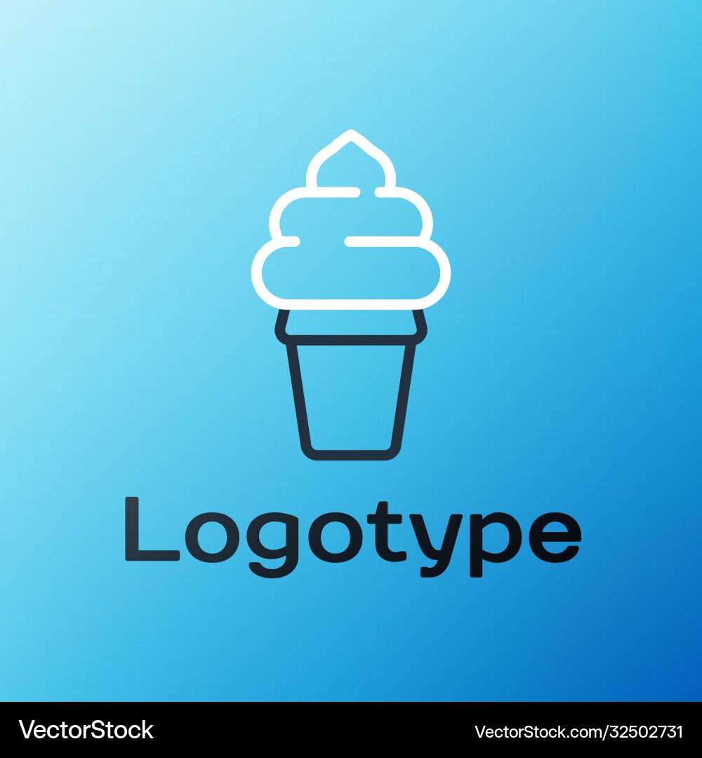 Line ice cream in waffle cone icon isolated Vector Image