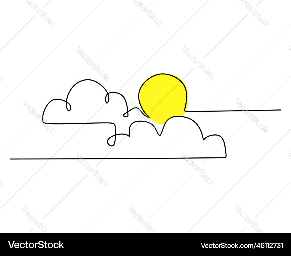 One single continuous line of sun rise from Vector Image
