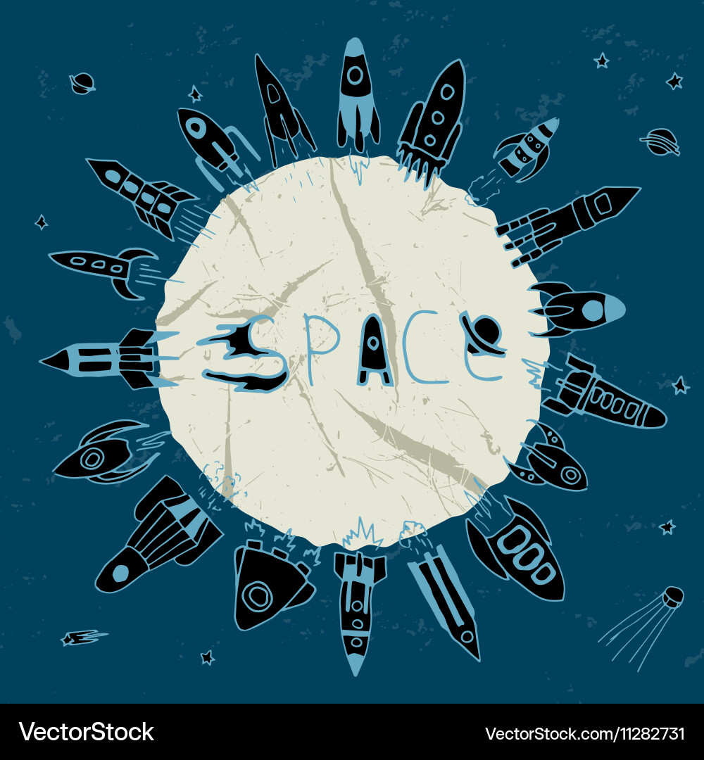 Rocket space circle Royalty Free Vector Image - VectorStock