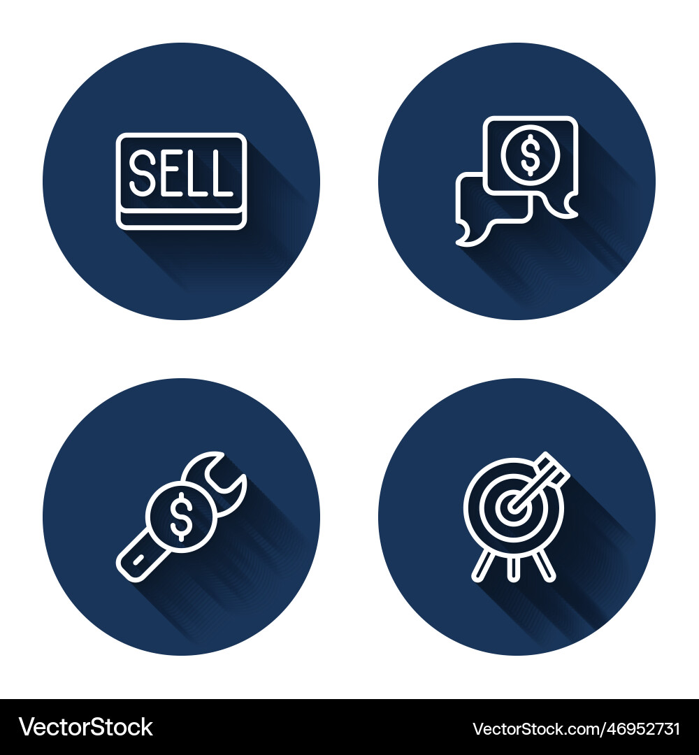 Set line sell button business negotiations Vector Image