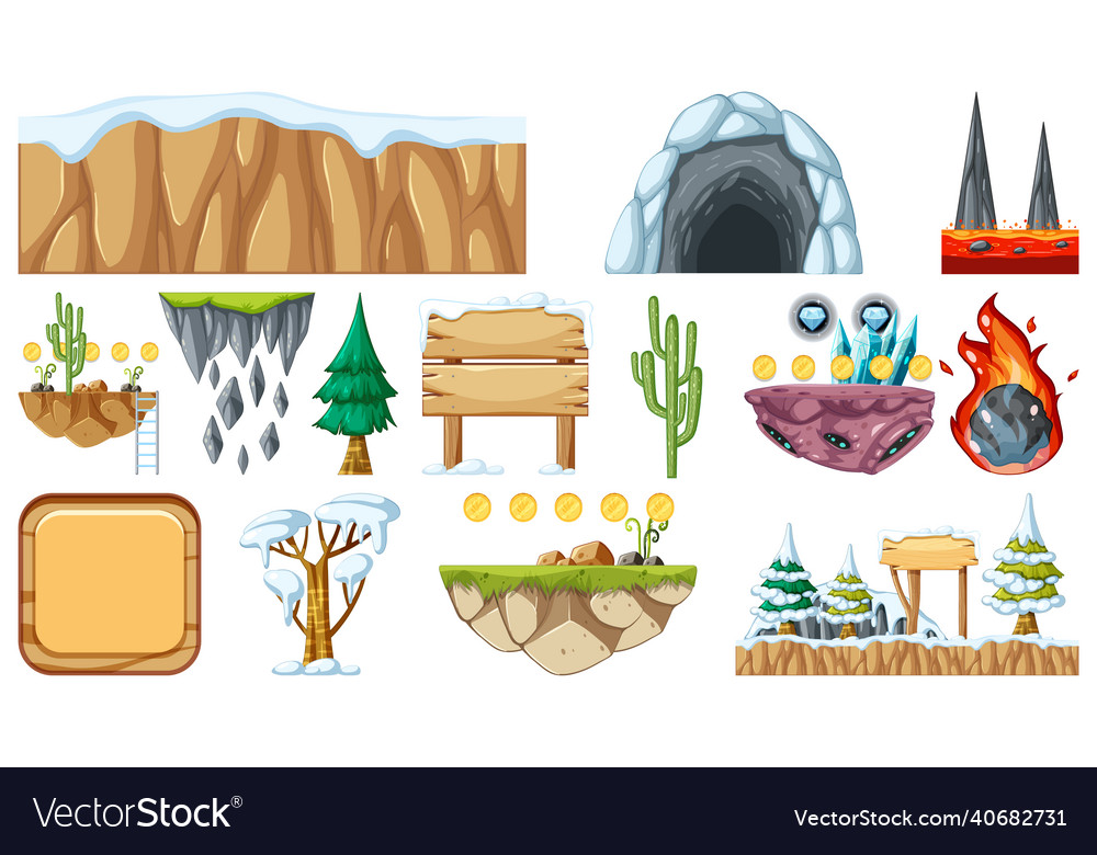 Set Of Isolated Game Objects Royalty Free Vector Image