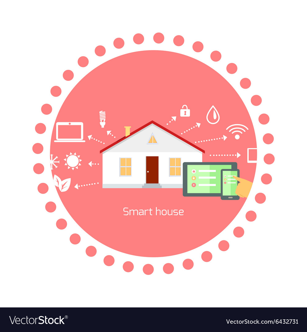 Smart house concept icon flat design Royalty Free Vector