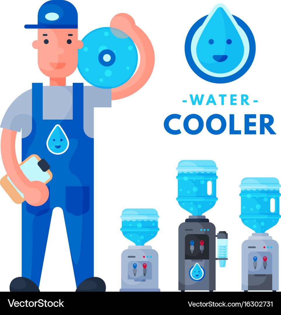 Water delivery service man character in uniform Vector Image