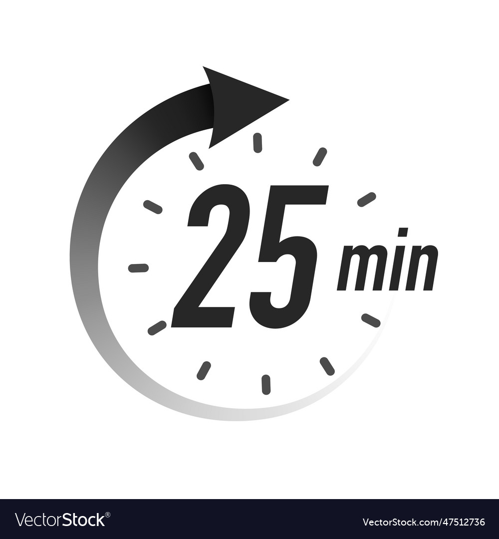 25 Timer Minutes Symbol Black Style Royalty Free Vector