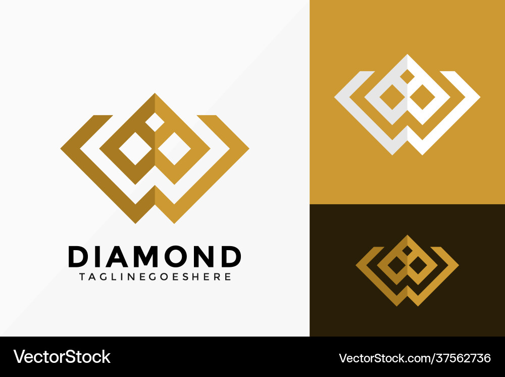 Abstract luxury letter w diamond logo design Vector Image