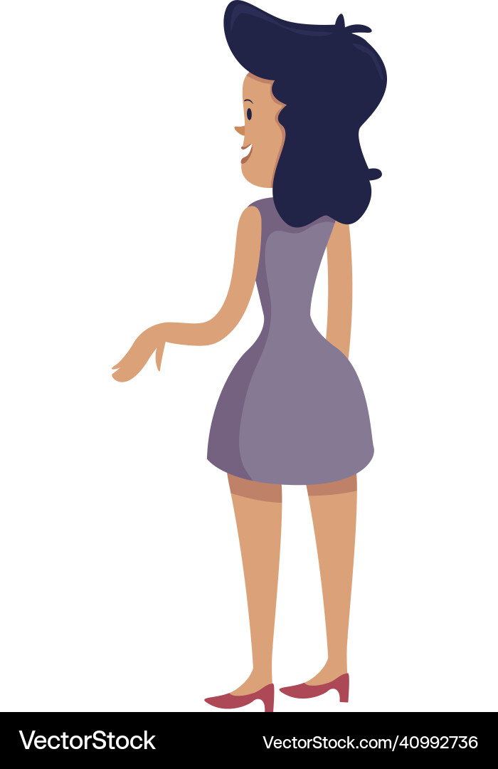 Beautiful woman gesturing back view flat cartoon Vector Image