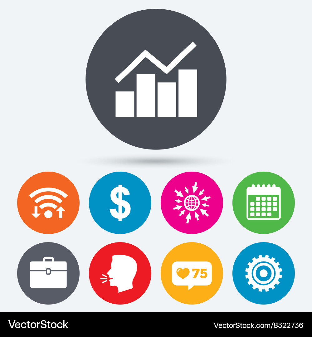 Business signs graph chart and case icons Vector Image
