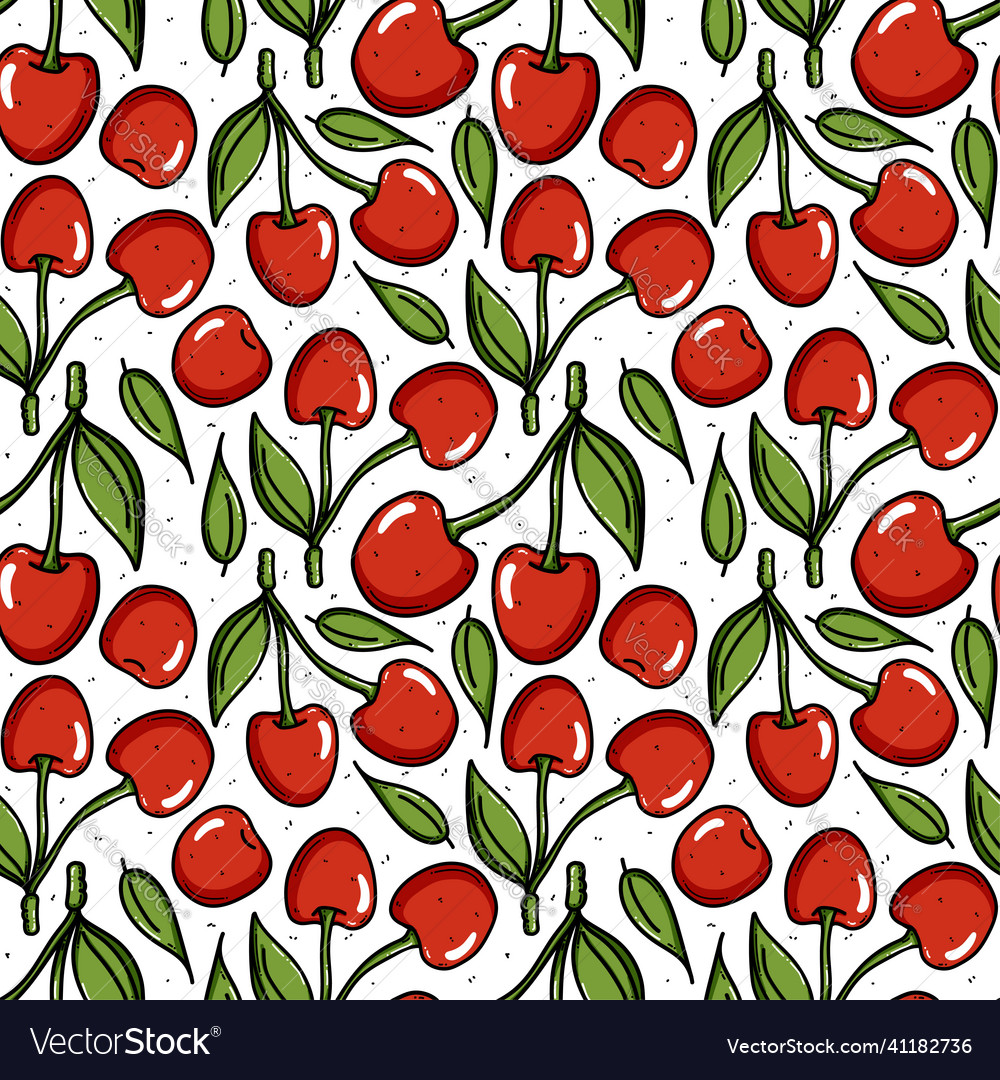 Cherry background seamless pattern Royalty Free Vector Image