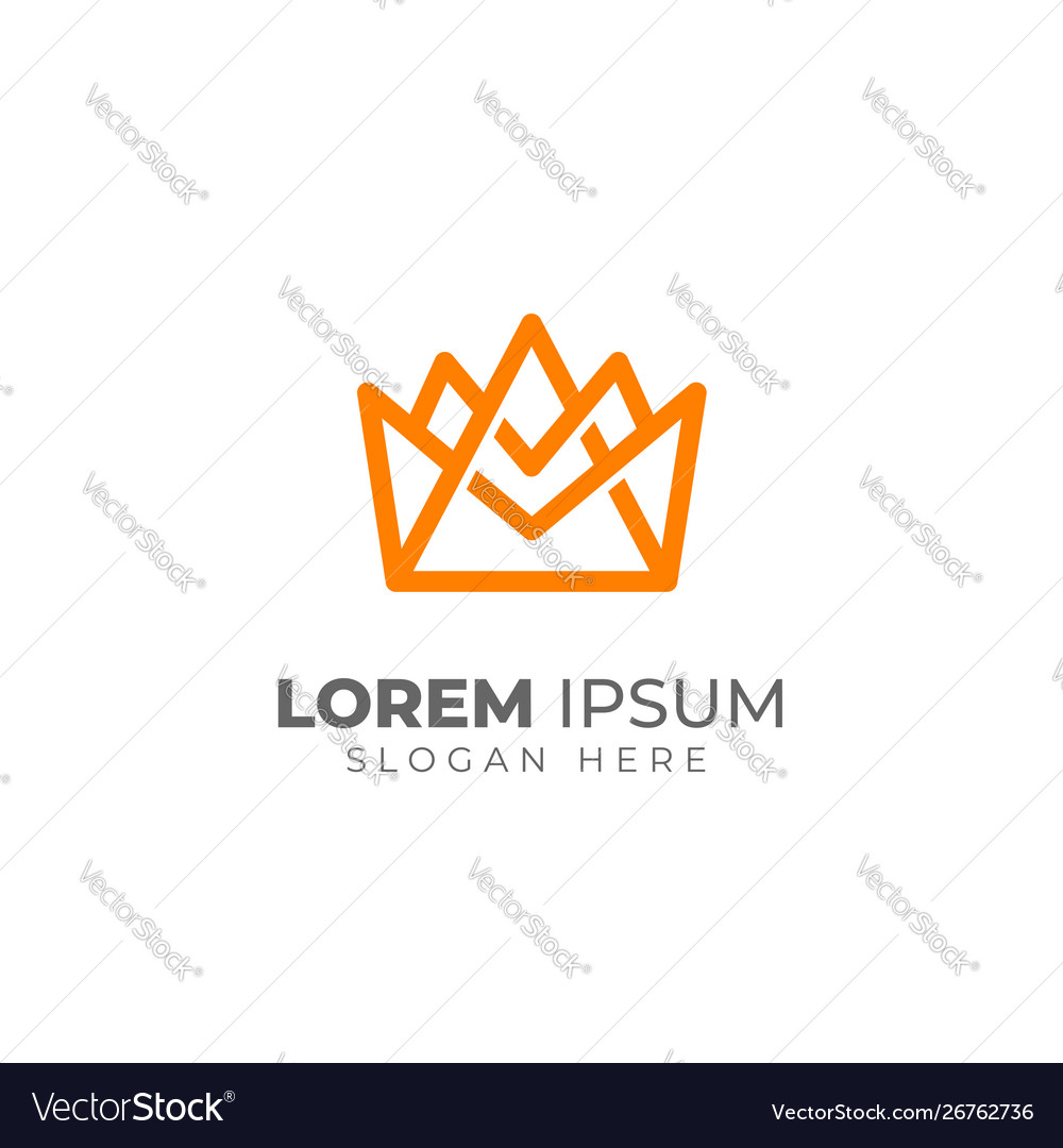 Creative crown logo template linear Royalty Free Vector