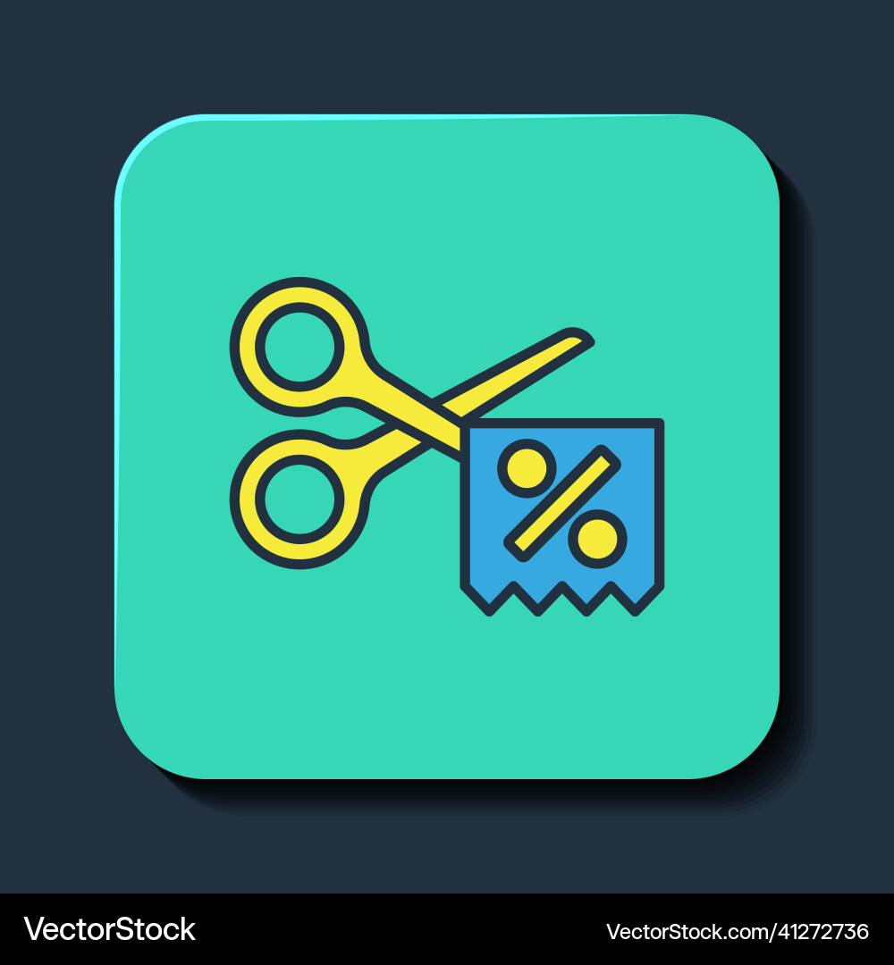 Filled outline scissors cuts discount coupon icon Vector Image