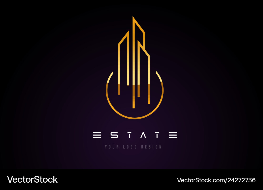 Gold real estate modern monogram logo design real Vector Image