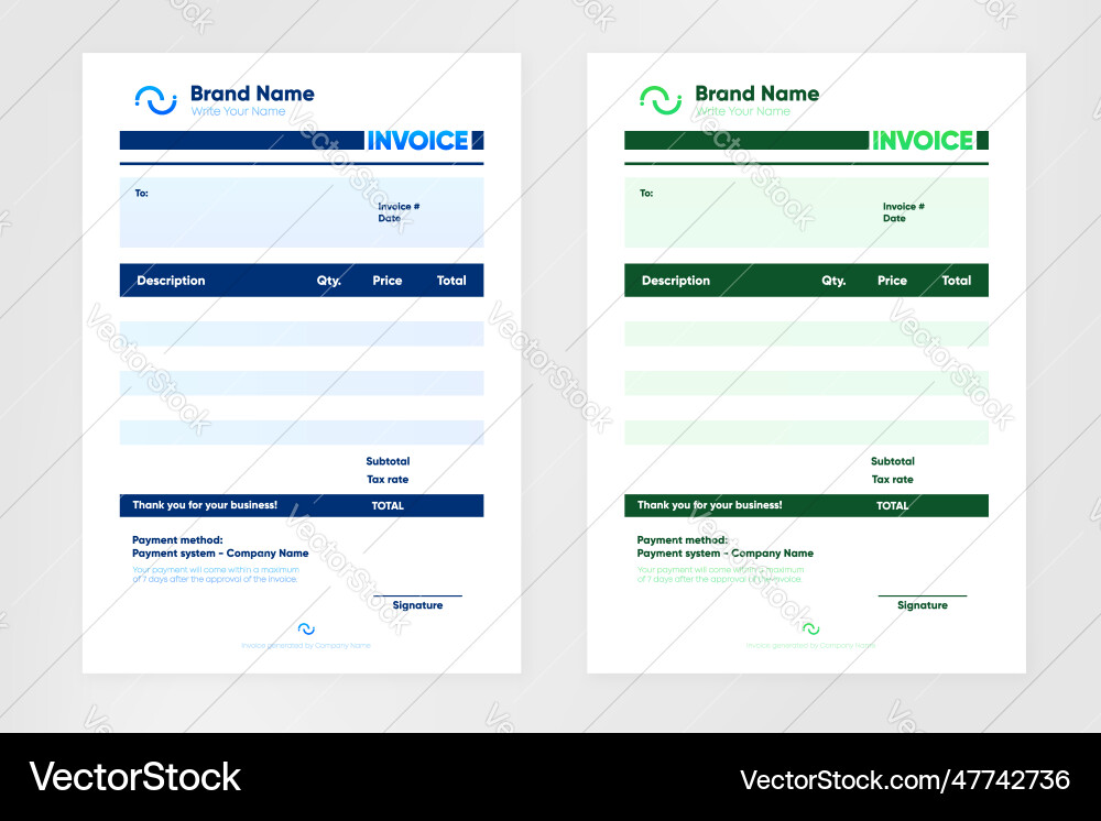 Minimal corporate business invoice template bill Vector Image