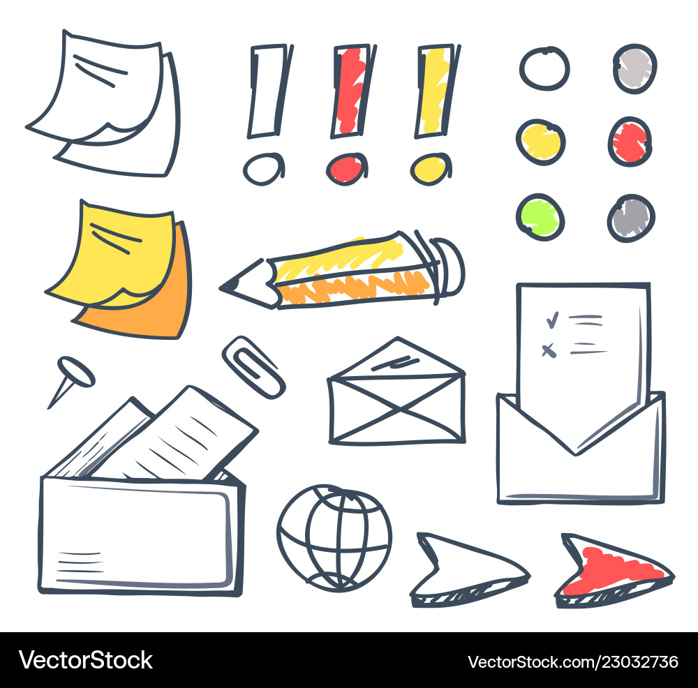 Office paper and pencil for writing set Royalty Free Vector