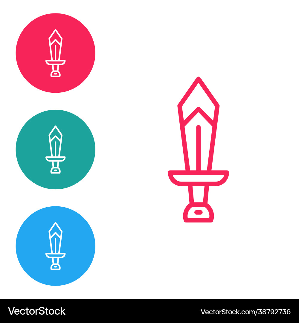 Red line sword for game icon isolated on white Vector Image