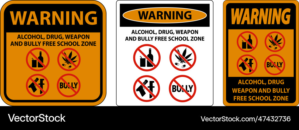 School security sign warning alcohol drug weapon Vector Image