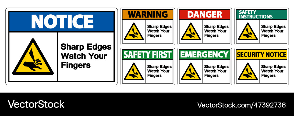 Sharp edges watch your fingers symbol sign Vector Image