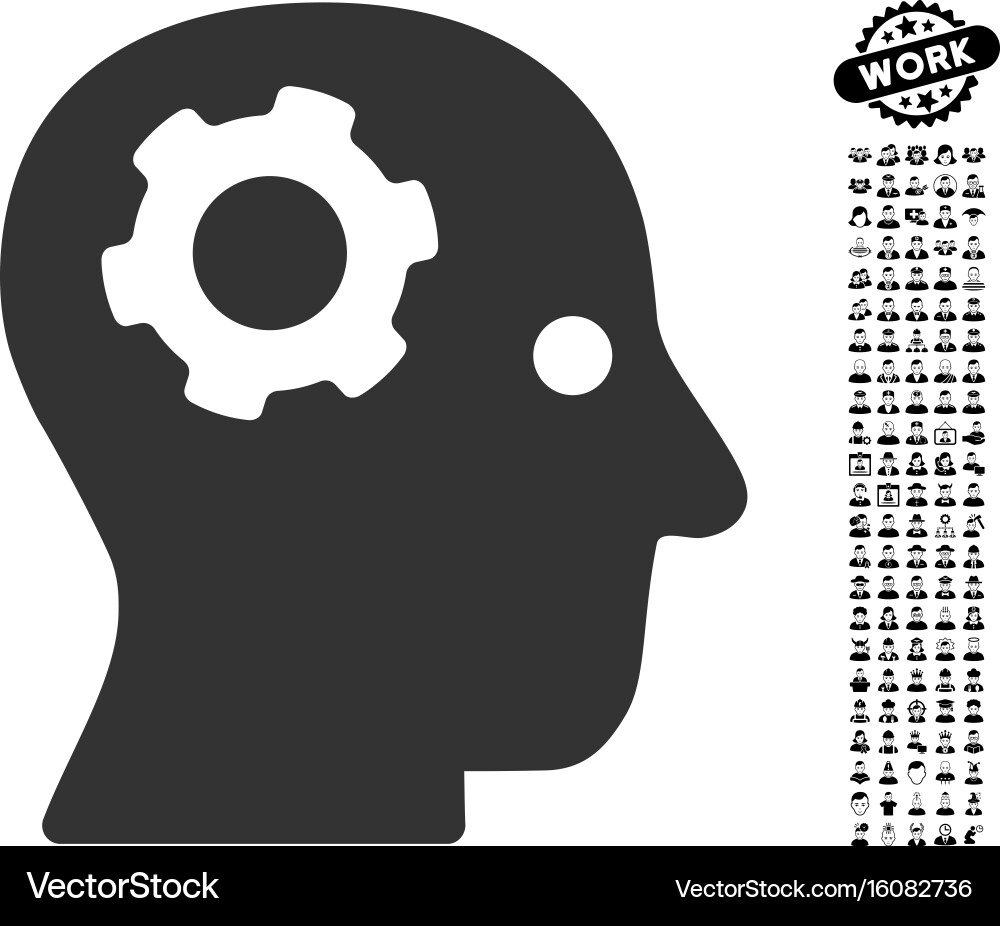 Thinking gear icon with job bonus Royalty Free Vector Image