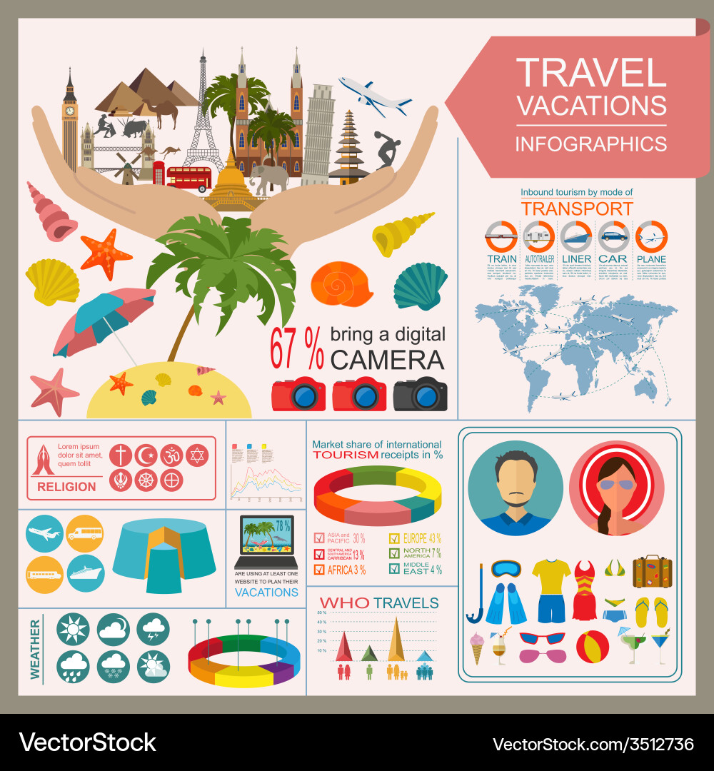 Travel vacations beach resort infographics Vector Image