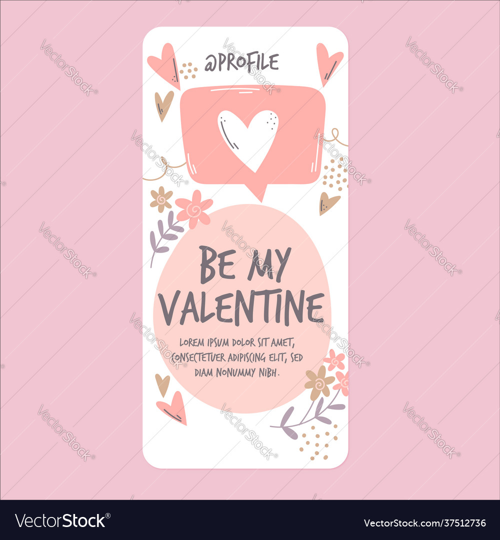 Valentine days story social media Royalty Free Vector Image