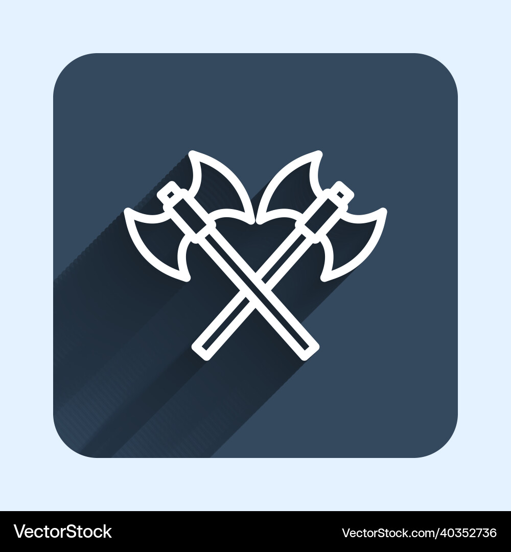 White line crossed medieval axes icon isolated Vector Image