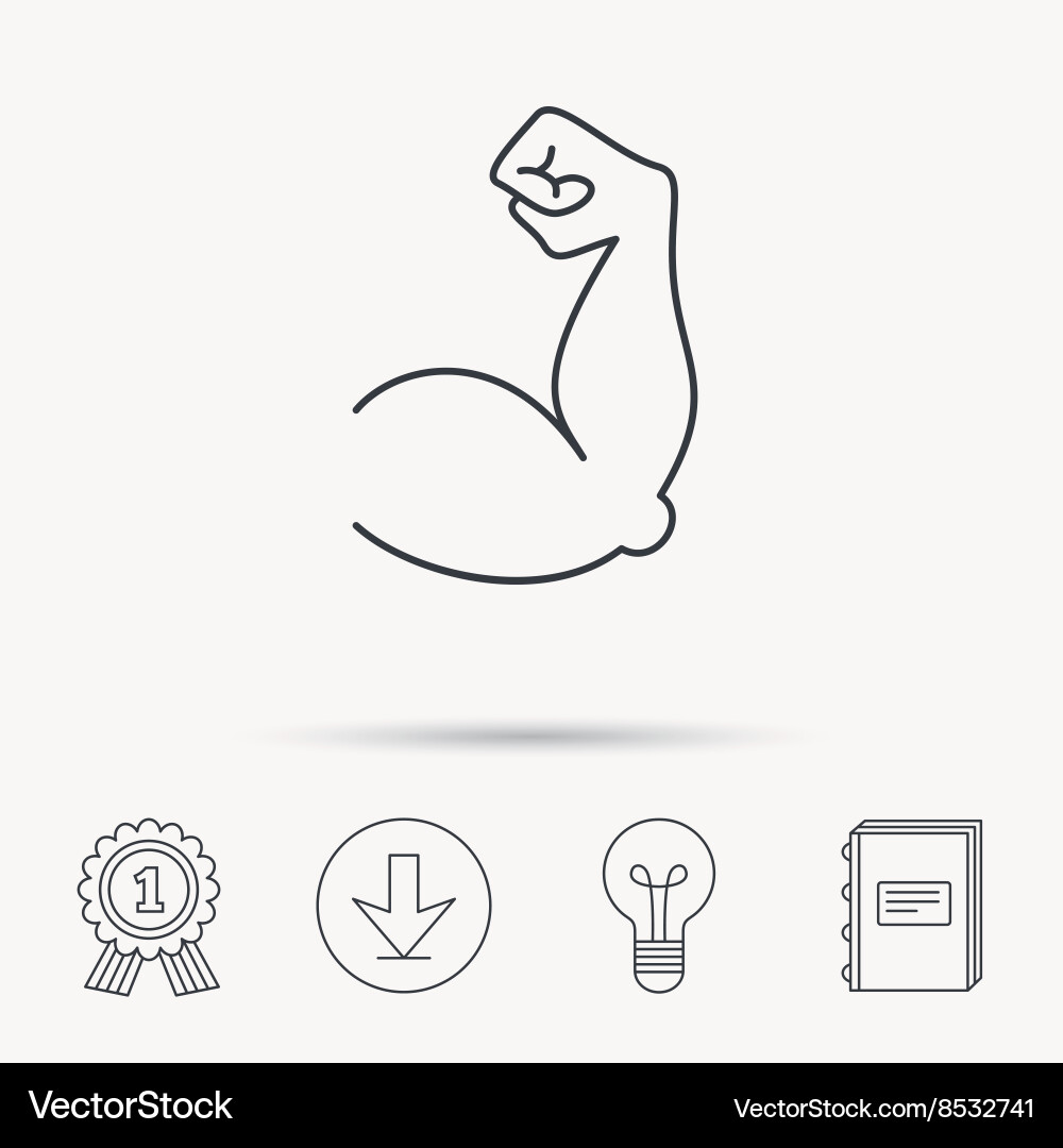 Biceps muscle icon Bodybuilder strong arm sign Vector Image