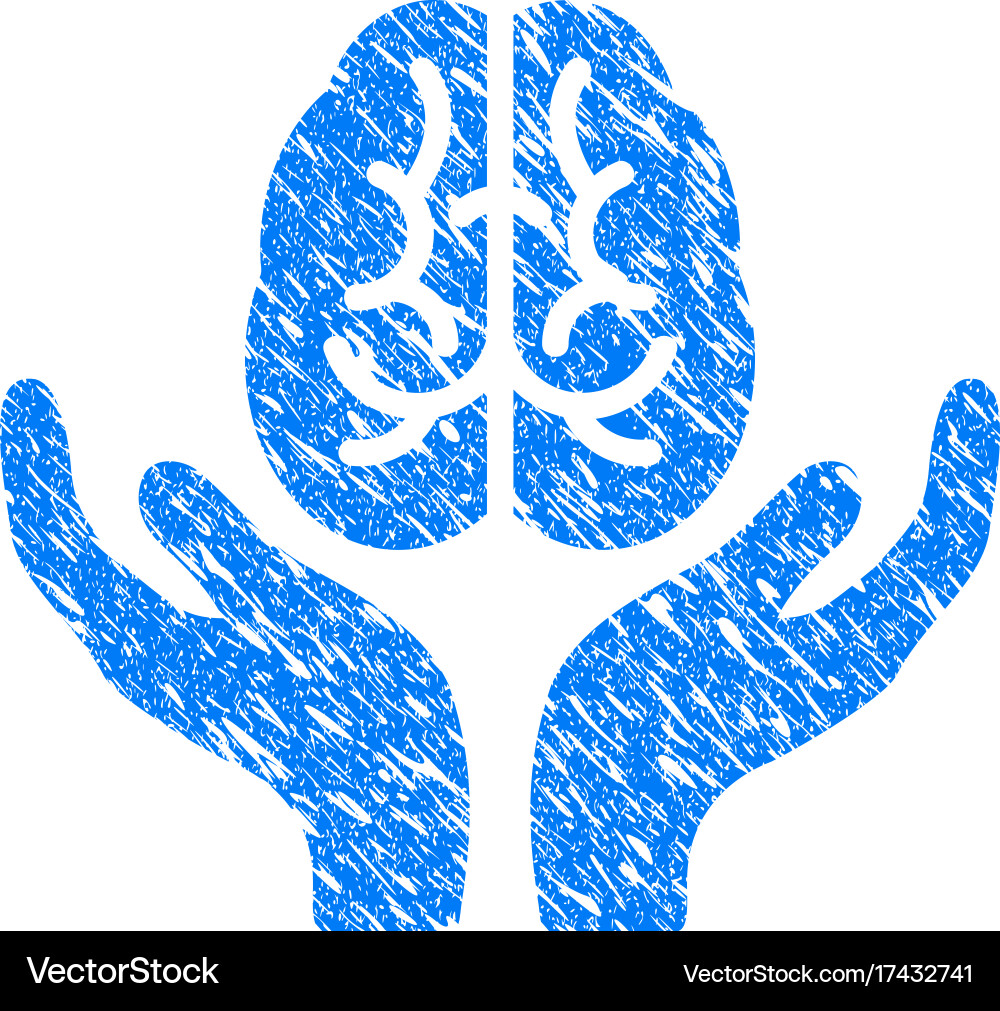 Brain care hands grunge icon Royalty Free Vector Image