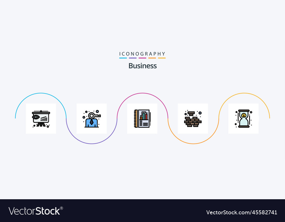 Business line filled flat 5 icon pack including Vector Image