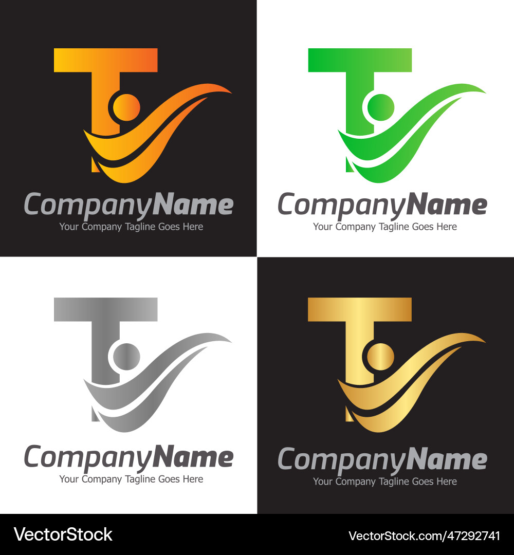 Letter t logo template colorful t Royalty Free Vector Image