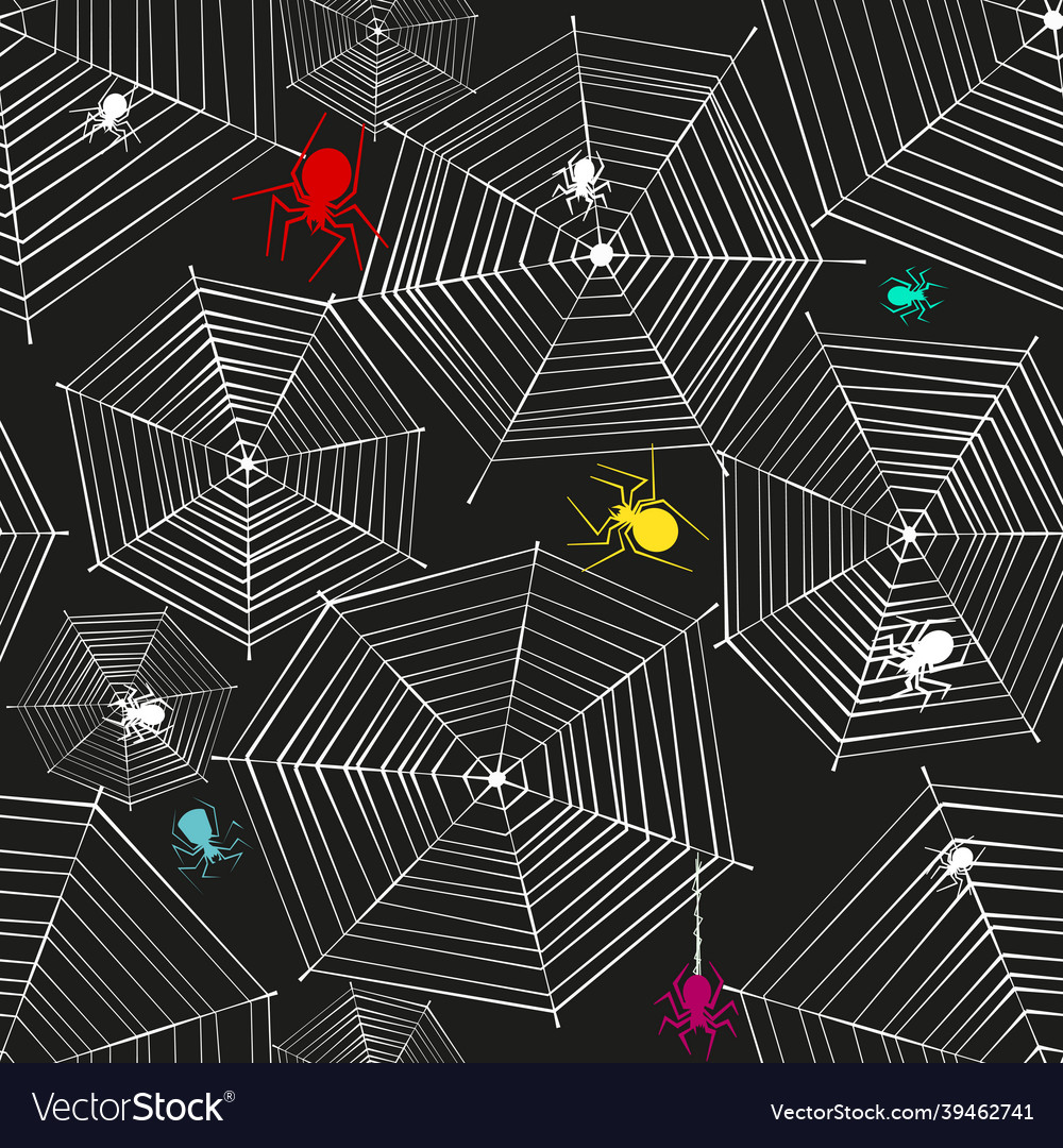 Monochrome spider seamless pattern Royalty Free Vector Image