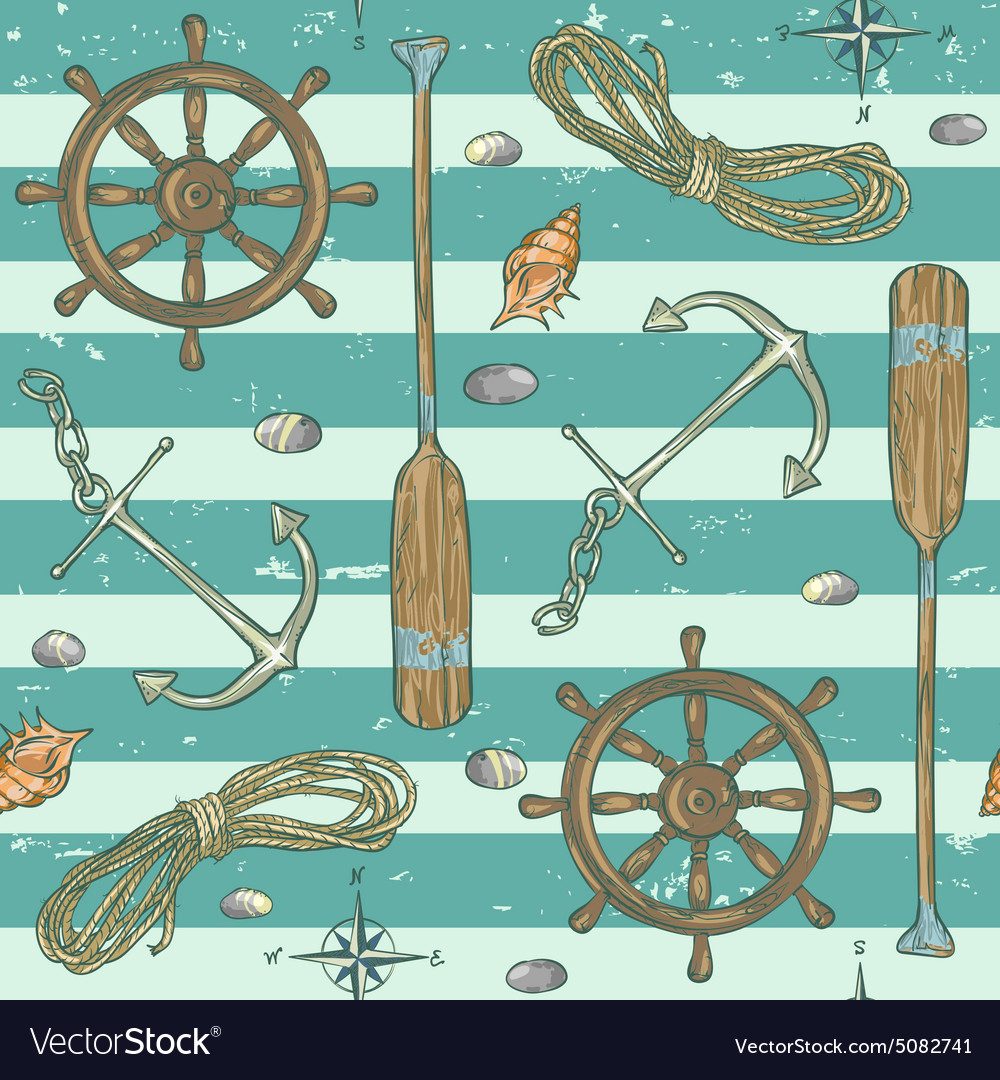 Nautical background marine pattern Royalty Free Vector Image