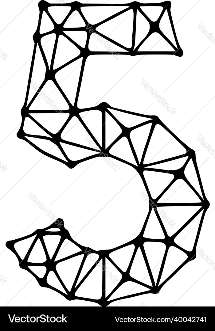 Number 5 polygonal symbol clip art isolated Vector Image